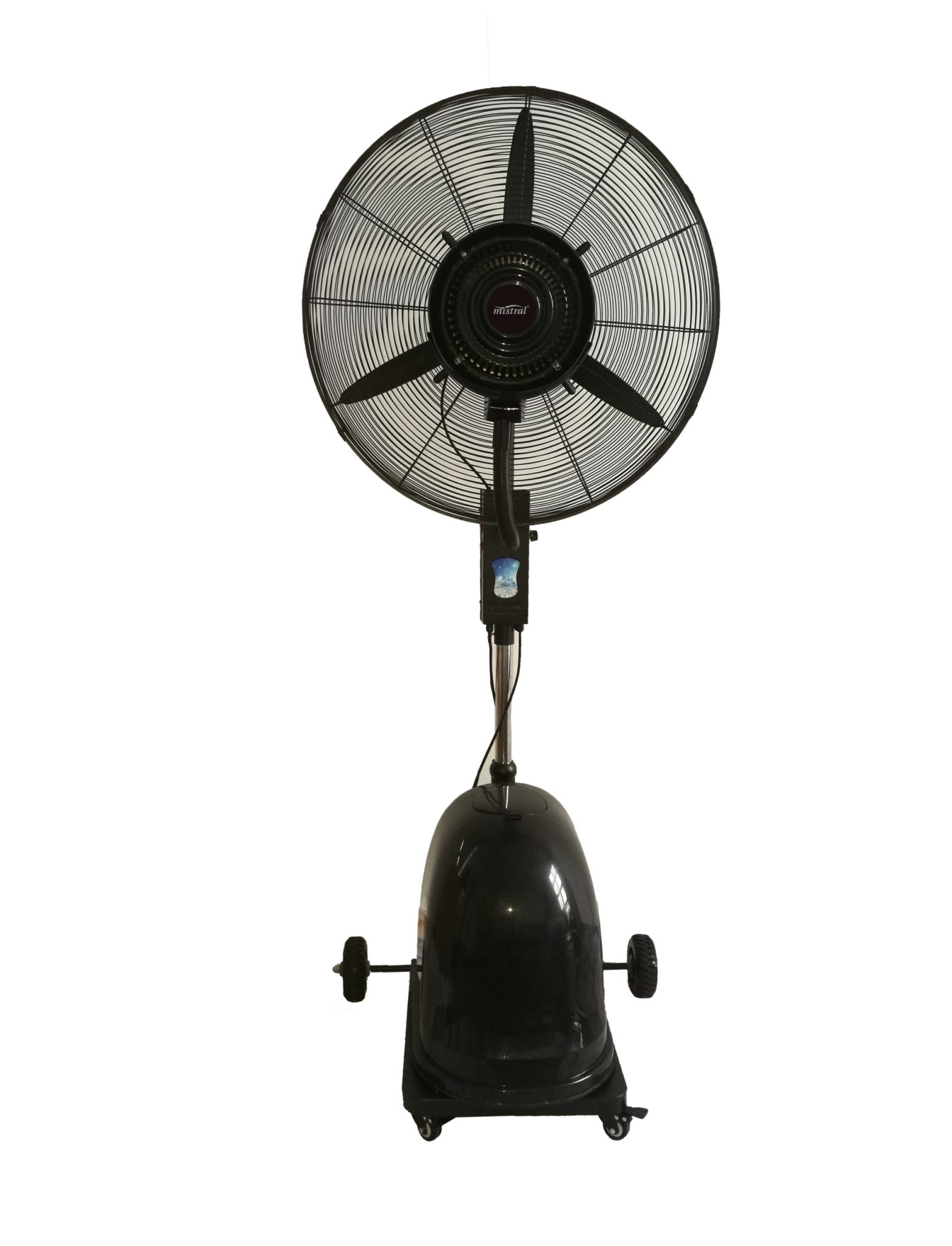 Efficient cooling with Mistral's 75cm Commercial Misting Fan.